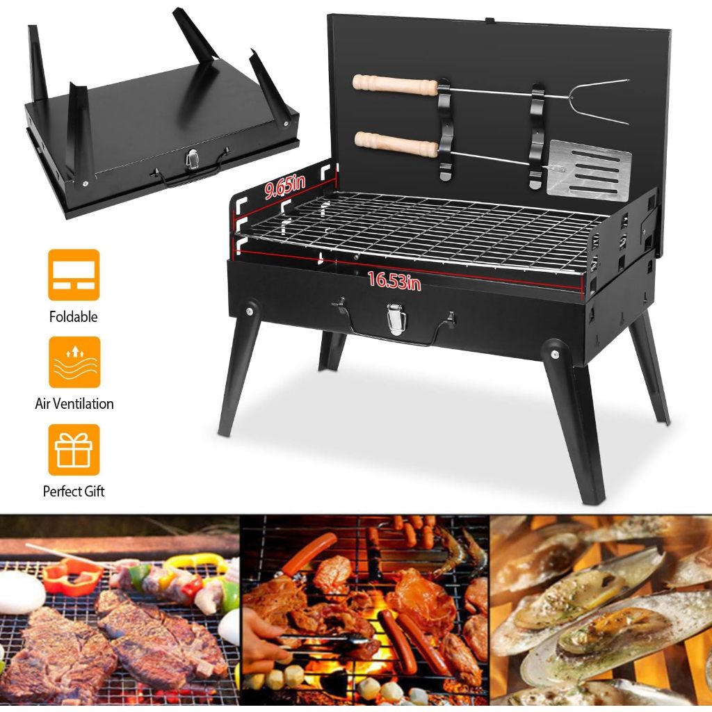 Barbecue Grill Home Grill Outdoor Folding Portable Stove Wooden ...