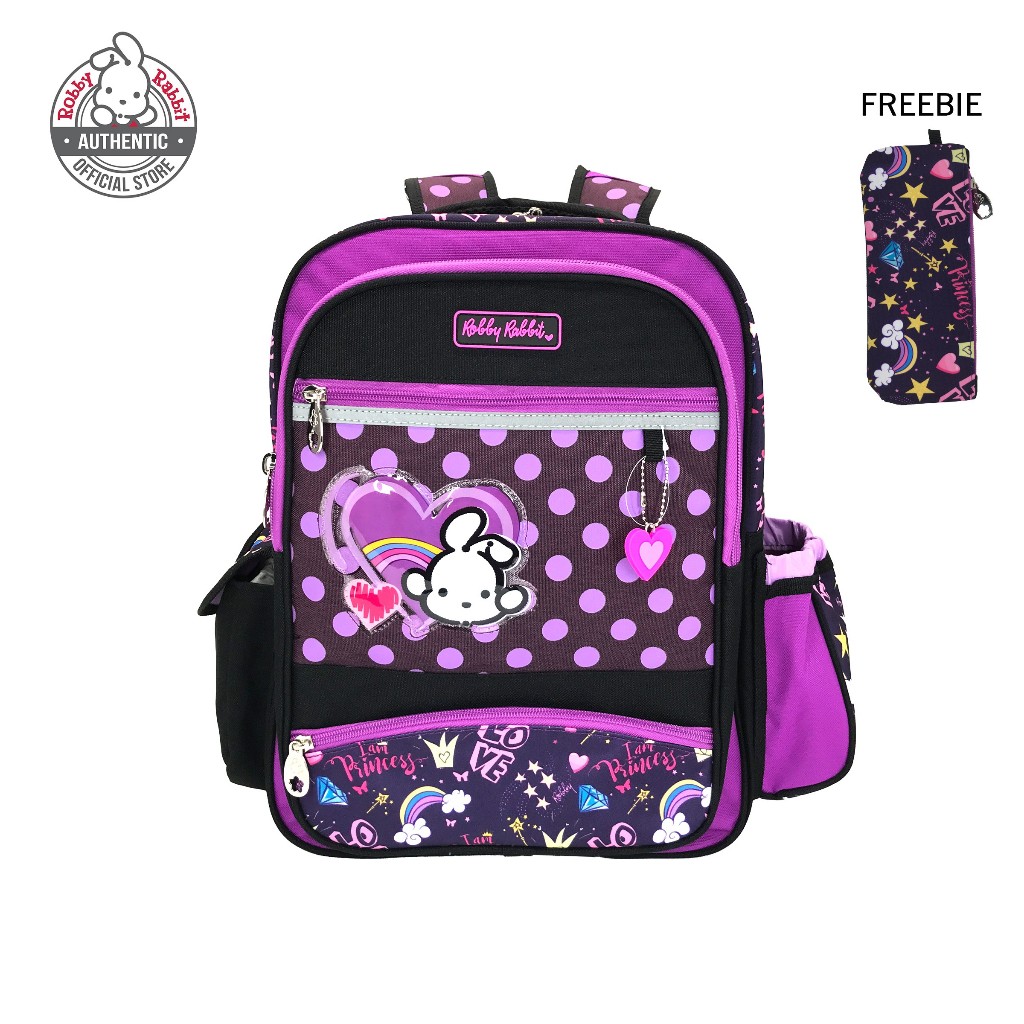 Robby Rabbit Princess Heart Backpack 16-Inch (Purple, Black, Heart ...
