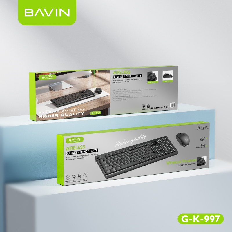 BAVIN GK997 2.4G Wireless Keyboard & Mouse for Computer Laptop Keyboard ...