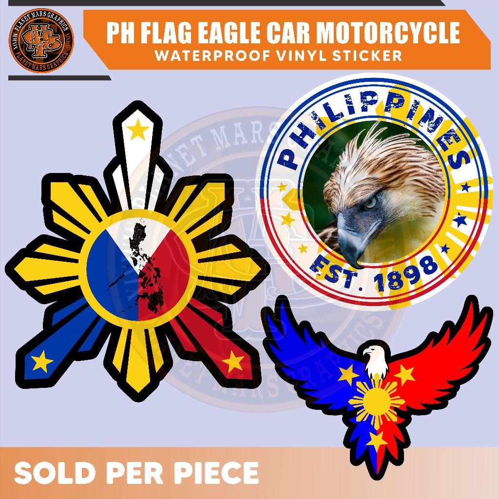 PH EAGLE FLAG WATERPROOF VINYL STICKER FOR CAR MOTORCYCLE HELMET AND ...