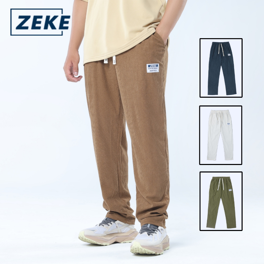 ZEKE Corduroy Long Pants Men's Plain Casual Trouser Straight Leg Baggy Pants For Men | Shopee ...