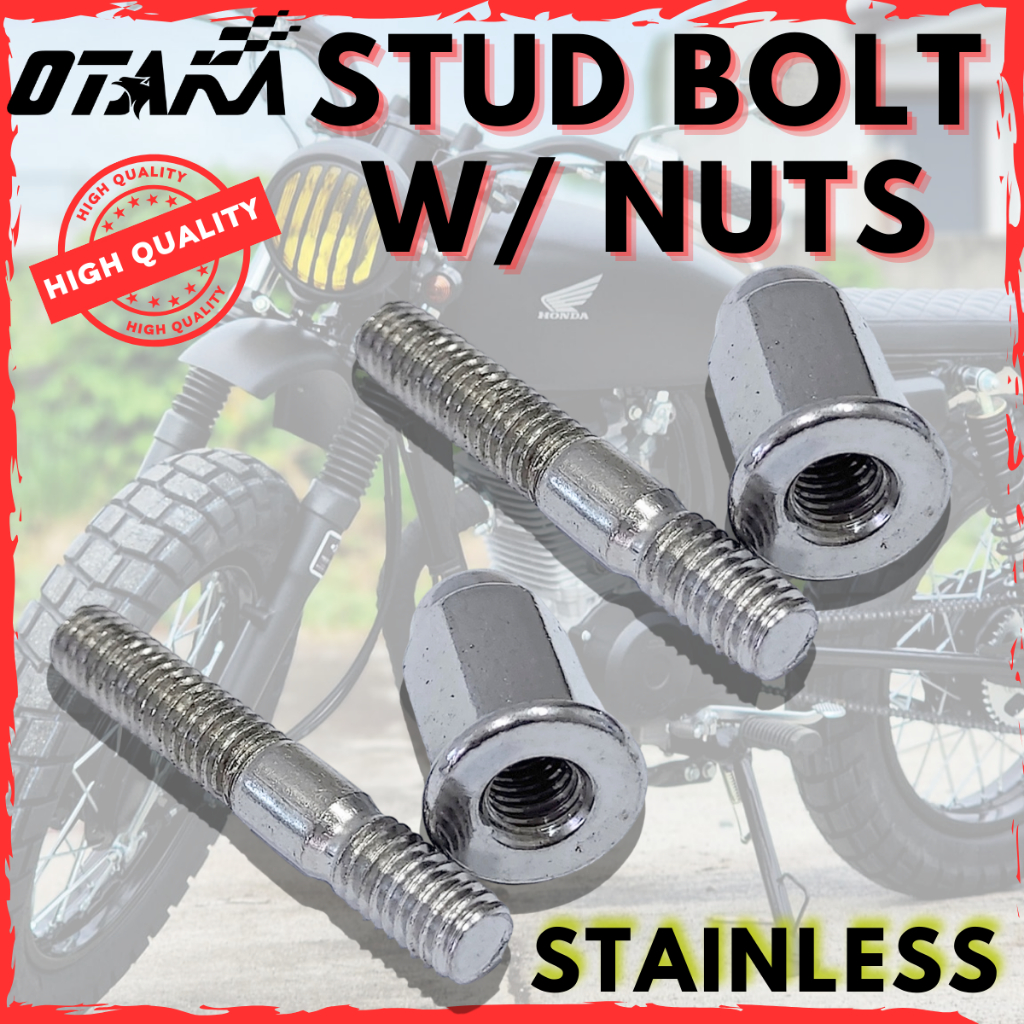 STUD BOLTS WITH NUTS STAINLESS UNIVERSAL SOLD AS 1PAIR/2PIECE JAPAN HIGH QUALITY | Shopee ...
