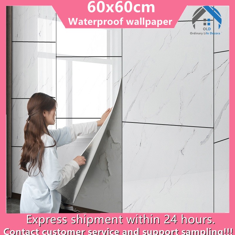 60x60cm Self adhesive Marble Wallpaper 3D Wall Sticker Waterproof Wall ...