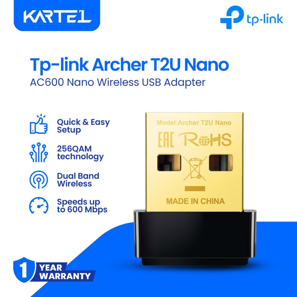 TP-Link Archer T2U Nano AC600 Wireless USB Adapter | WiFi Receiver ...