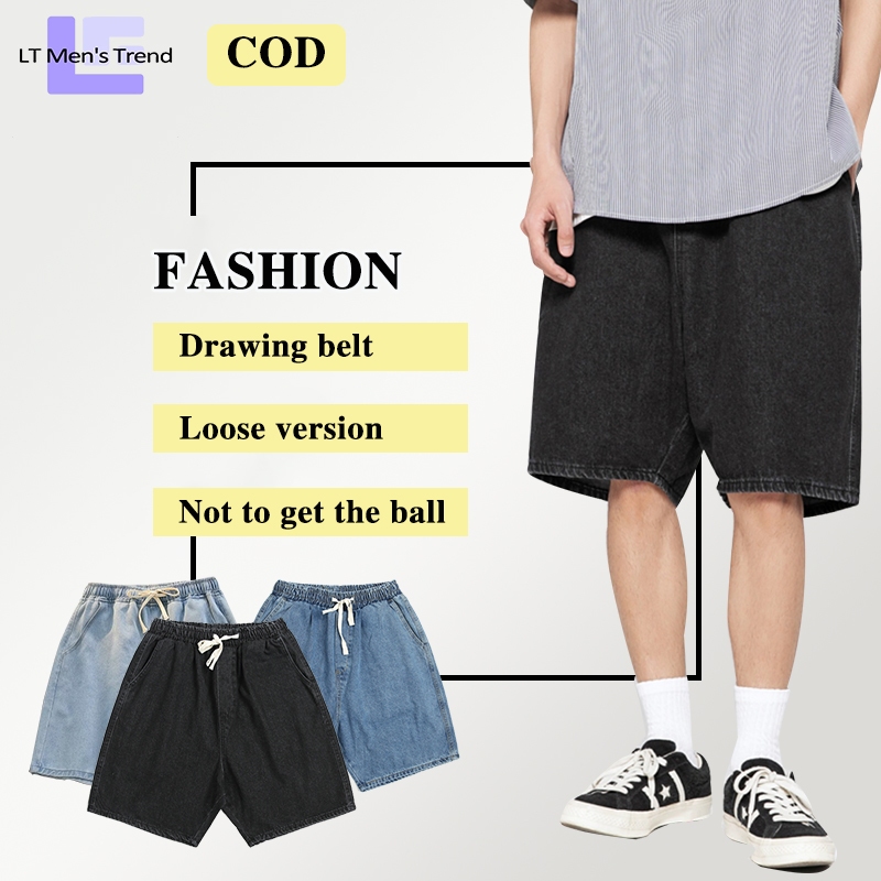 Jeans shorts for Men baggy shorts for men Korean Maong Men's Loose ...