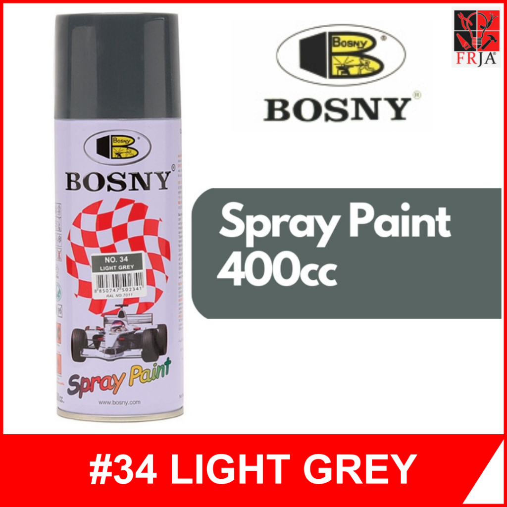 BOSNY #34 LIGHT GREY ORIGINAL ACRYLIC SPRAY PAINT 400CC | Shopee ...