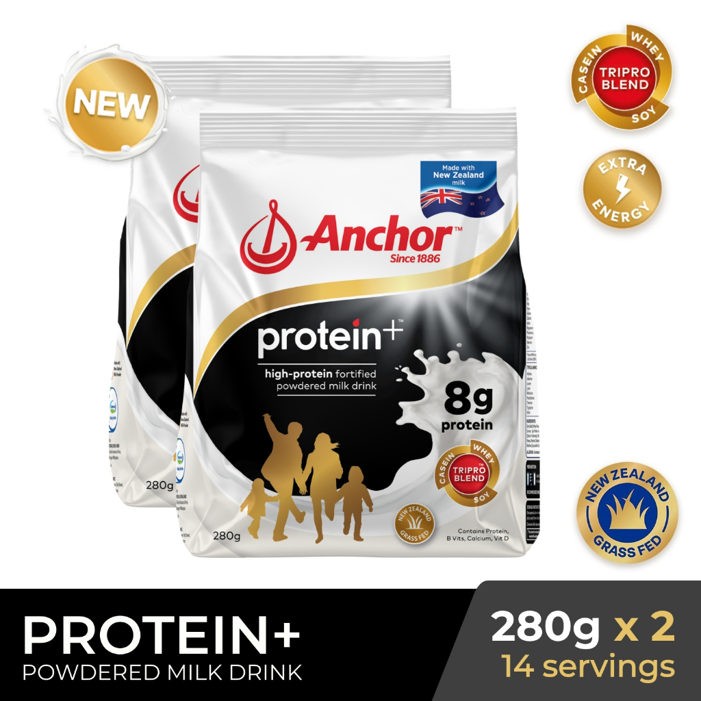 Anchor Protein Plus Milk Powder Plain 280g x2 | Shopee Philippines