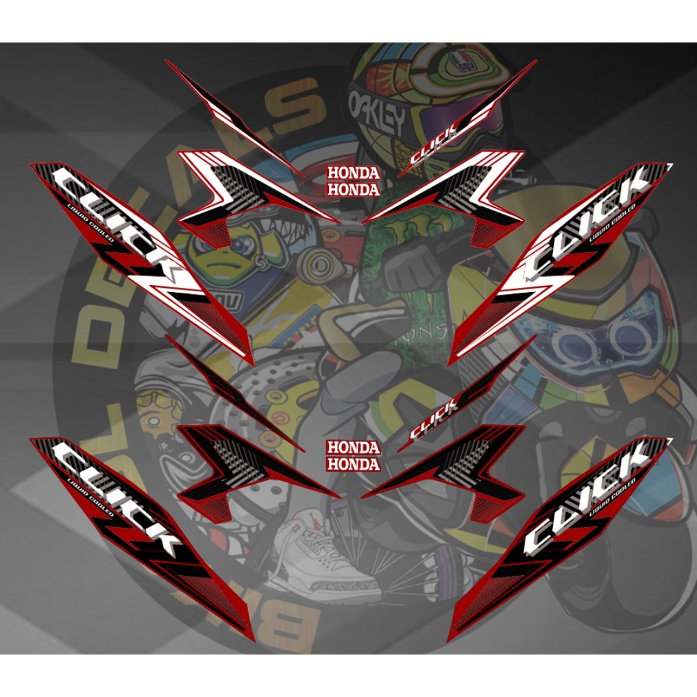 HONDA CLICK V3 2024 STOCK DECALS FOR DARK RED | Shopee Philippines