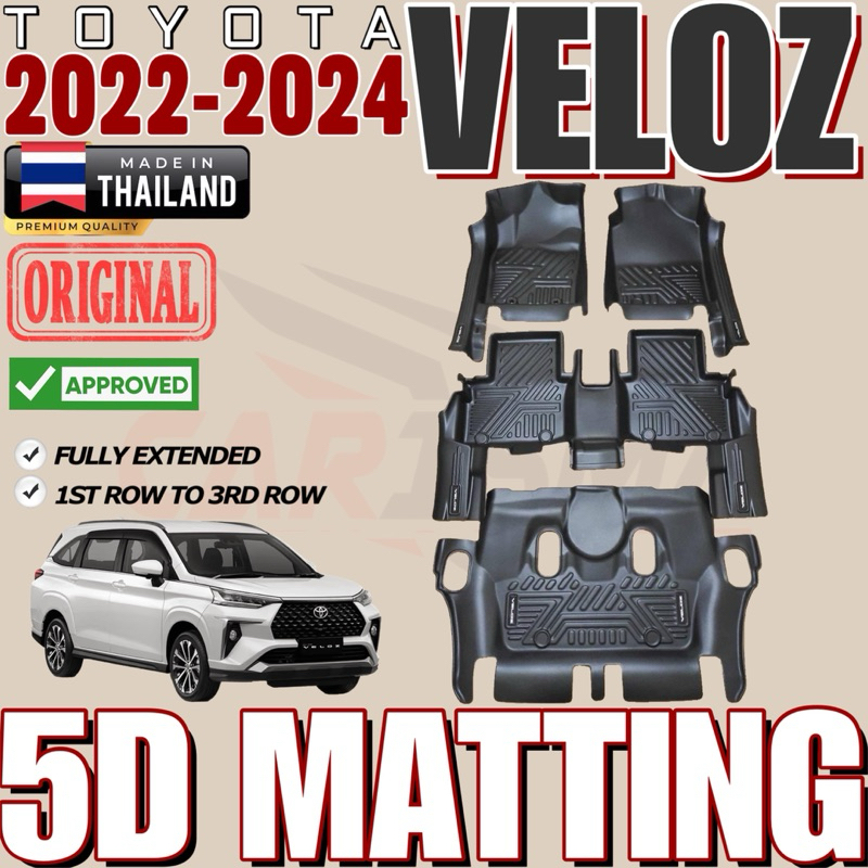 TOYOTA VELOZ 2022-2024 PREMIUM 5D DEEP DISH MATTING FULLY EXTENDED ...