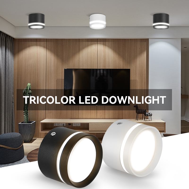 Tricolor Led Downlight Surface Mounted 5W 10W 15W Round Pin Light Led ...