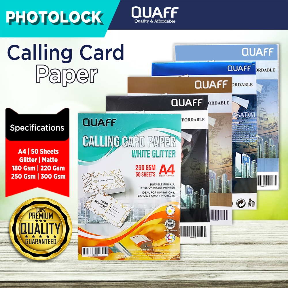 Quaff A4 Size Double Sided Matte Calling Card Paper 50 Sheets Pack ...
