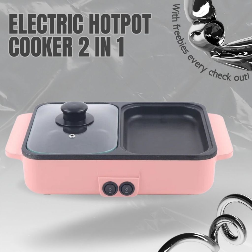 Electric Hotpot Cooker 2 IN 1 Nonstick Portable Multi function Cooker ...