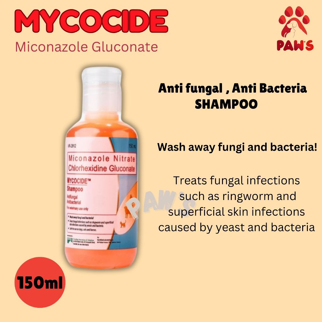 150ml Mycocide Shampoo Anti Fleas and Tick for Pets Dog Cat PAW'S Ph ...