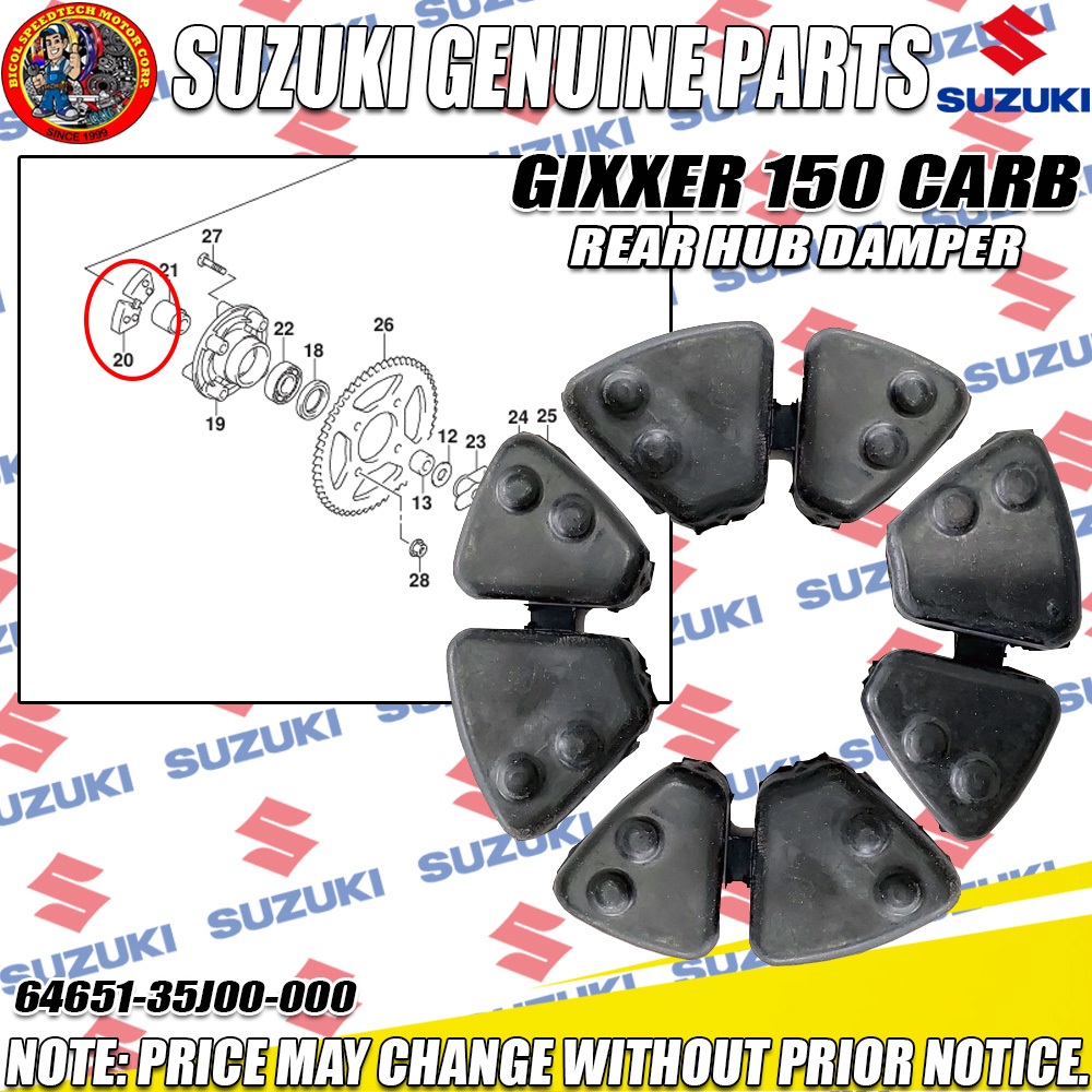 SUZUKI GENUINE GIXXER 150 CARB FI V1 GSX-S150 GSX-R150 REAR HUB DAMPER ...