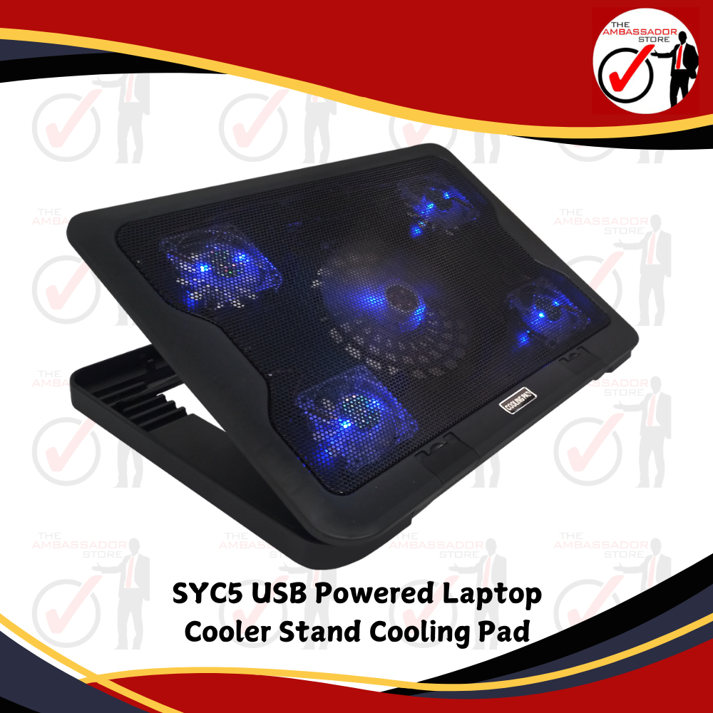 SYC5 USB Powered Laptop Cooler Stand Cooling Pad w/ Adjustable Angle ...