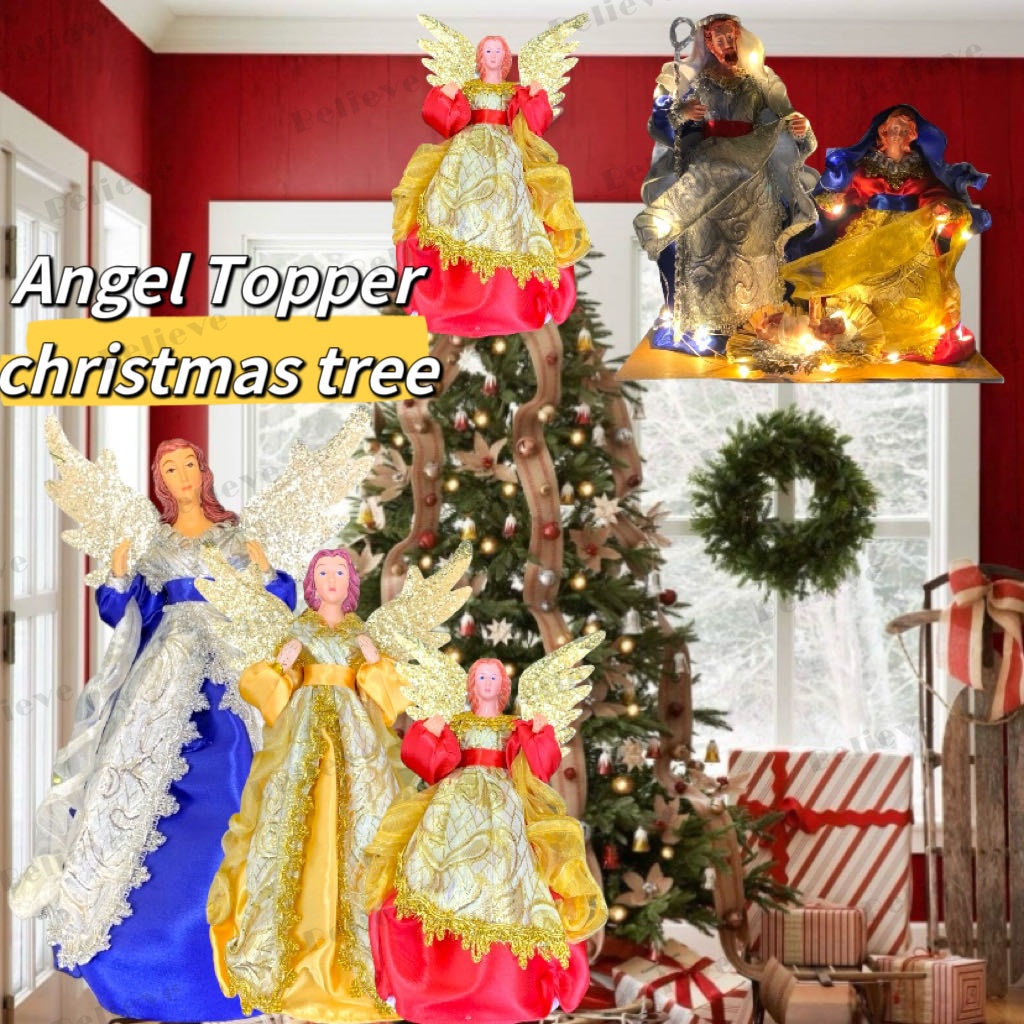 Large angel christmas tree topper star angel christmas decor xmas tree ...