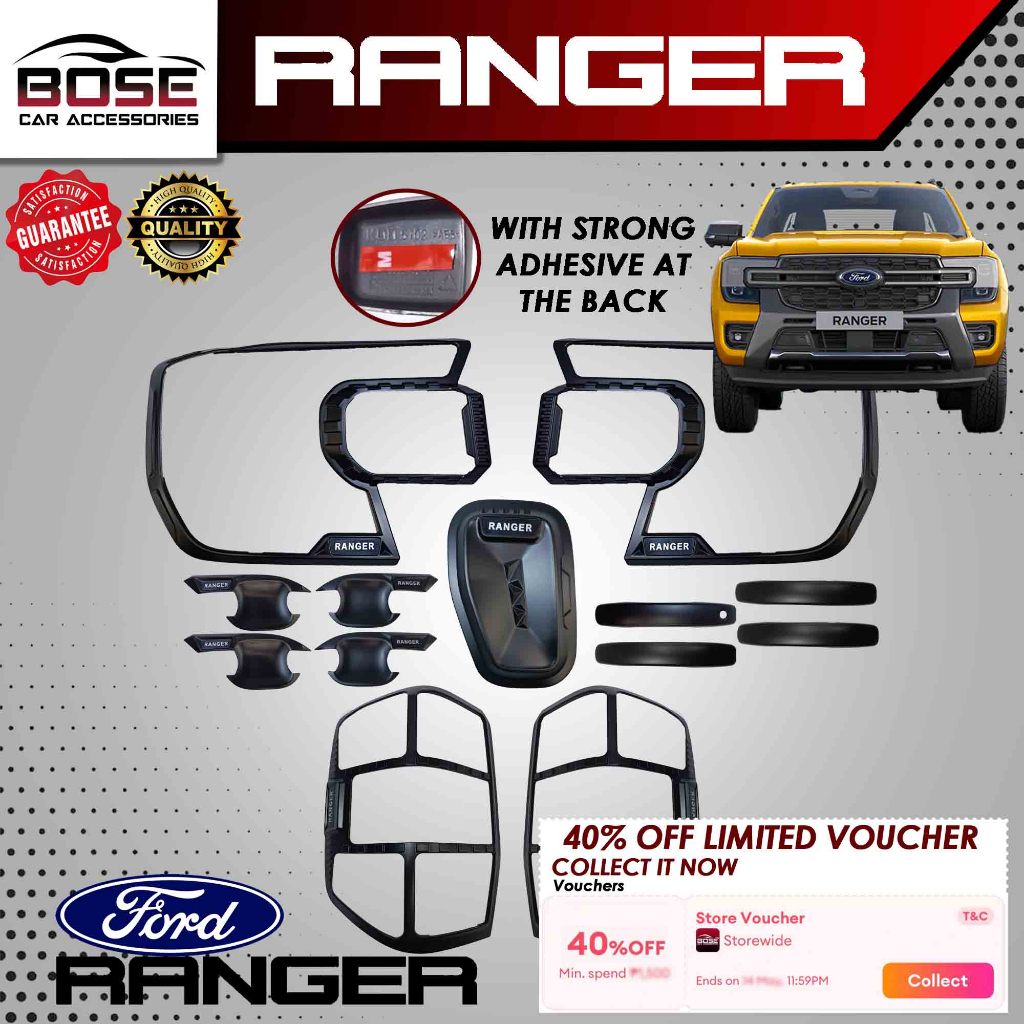 Ford Ranger T9 2023 2024 2025 Model Garnish Cover Set Black / Ford ...