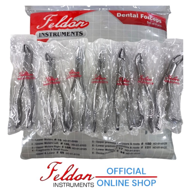 Extraction Forceps ADULT (Set of 8 pcs) FELDON High Quality Dental Set ...