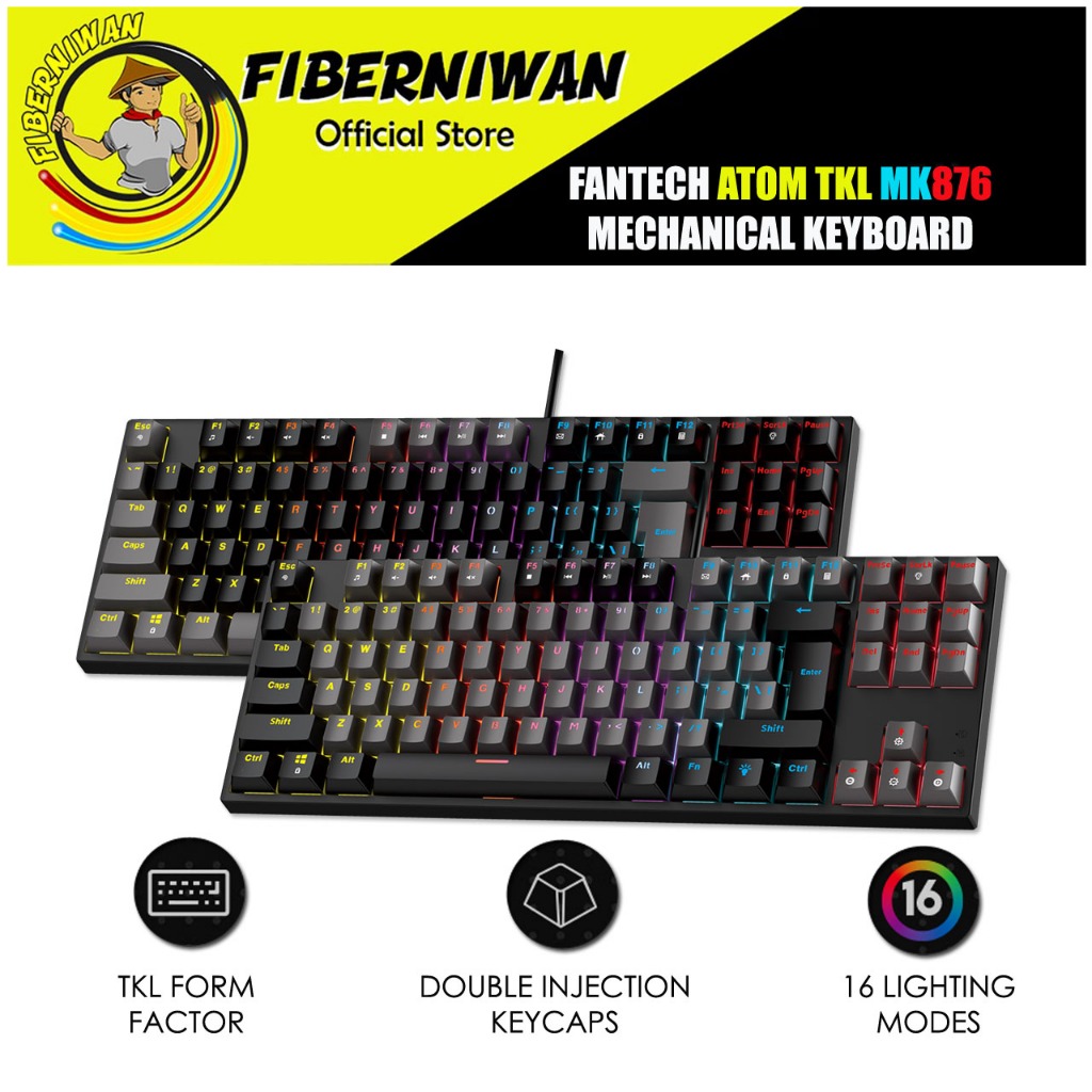 Fantech Atom TKL MK876 Mechanical Keyboard (Gray) | Shopee Philippines