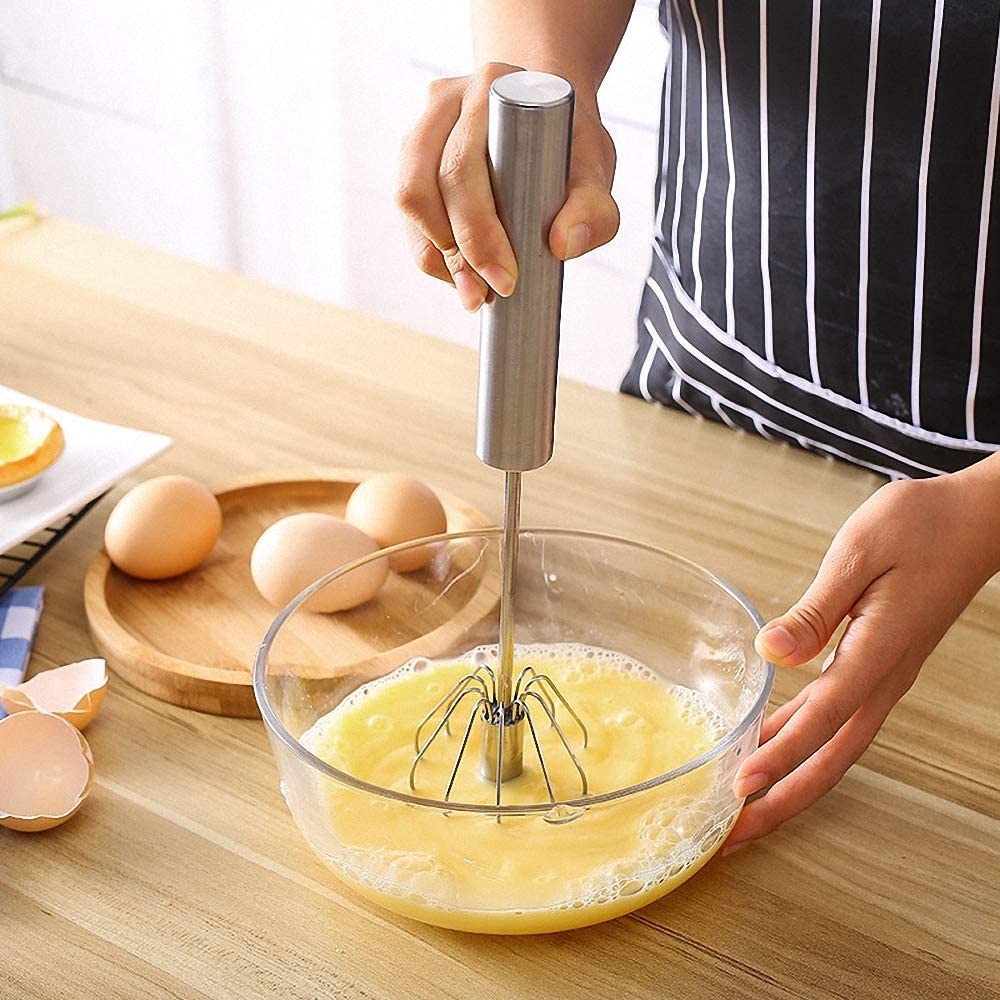 1 pc Semi Automatic Mixer Egg Beater Manual Self Turning Stainless ...
