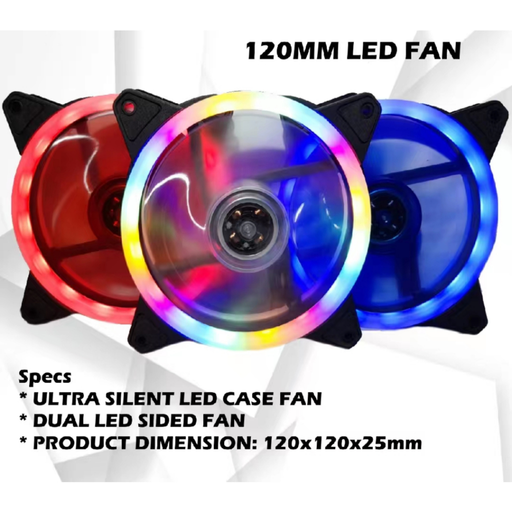 CPU Fan Cooler Case Chassis Cooling Dual Ring Double Sided LED Fan (RGB ...