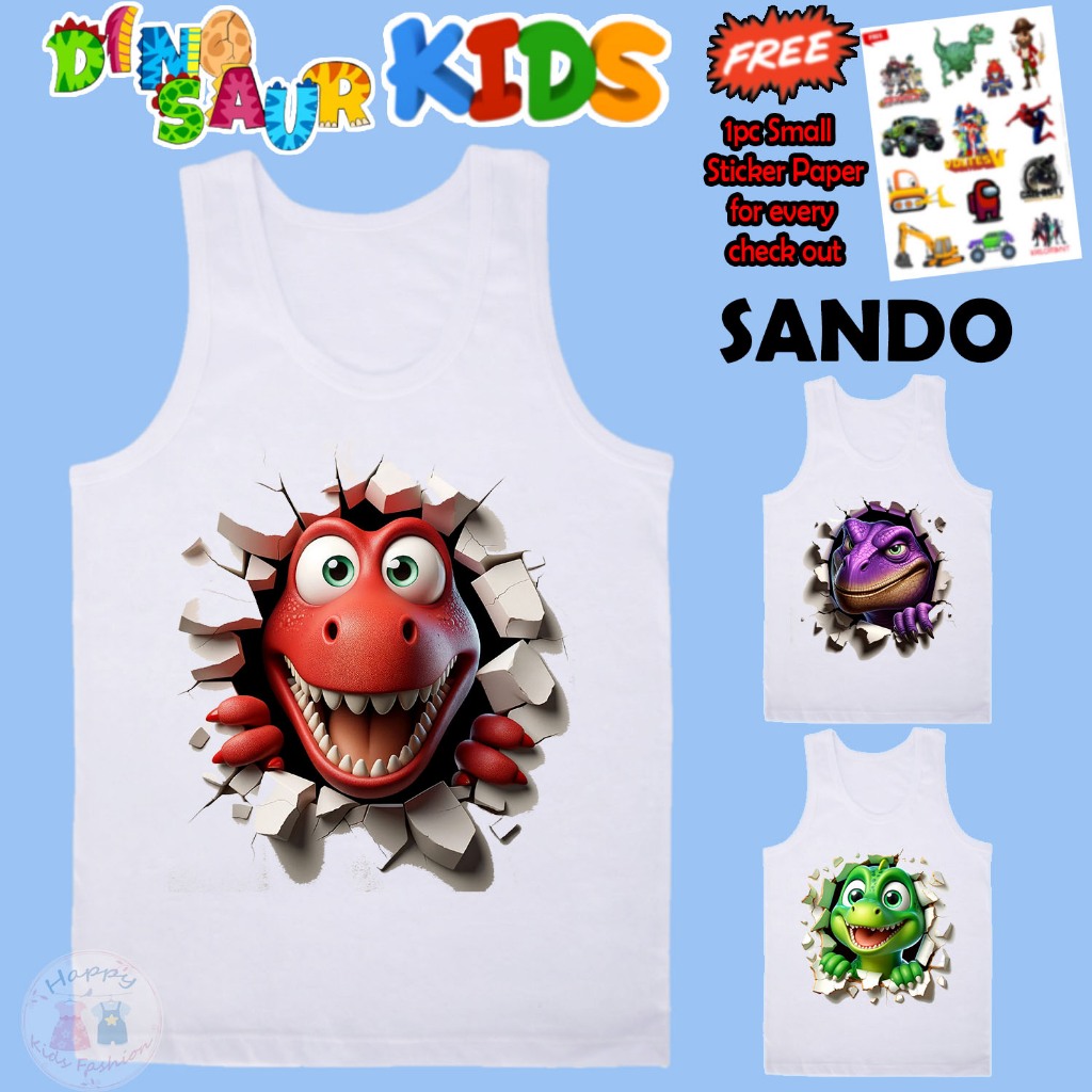 Kids Sando Cartoon Dinosaur Peeking from Cracked Graphic from 0 to 12 ...