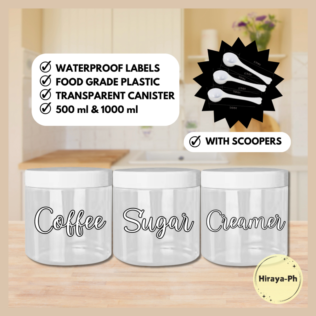 Hiraya Ph 500 ml Transparent Plastic Canister Jar Garapon for Kitchen ...
