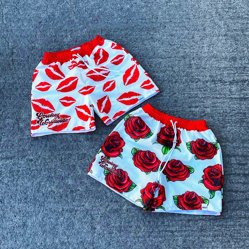 LOWKEY WORLDWIDE ( KISS & ROSE ) FULL SUBLI MESH SHORTS DOBLE LINING ...