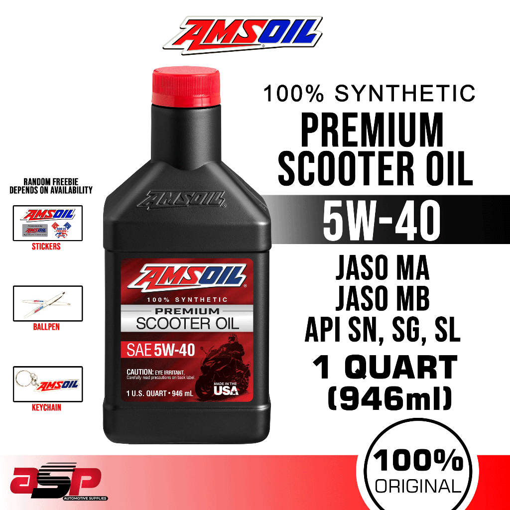 AMSOIL 5W-40 Premium Scooter Oil 100% Synthetic 1 Quart (946ml ...