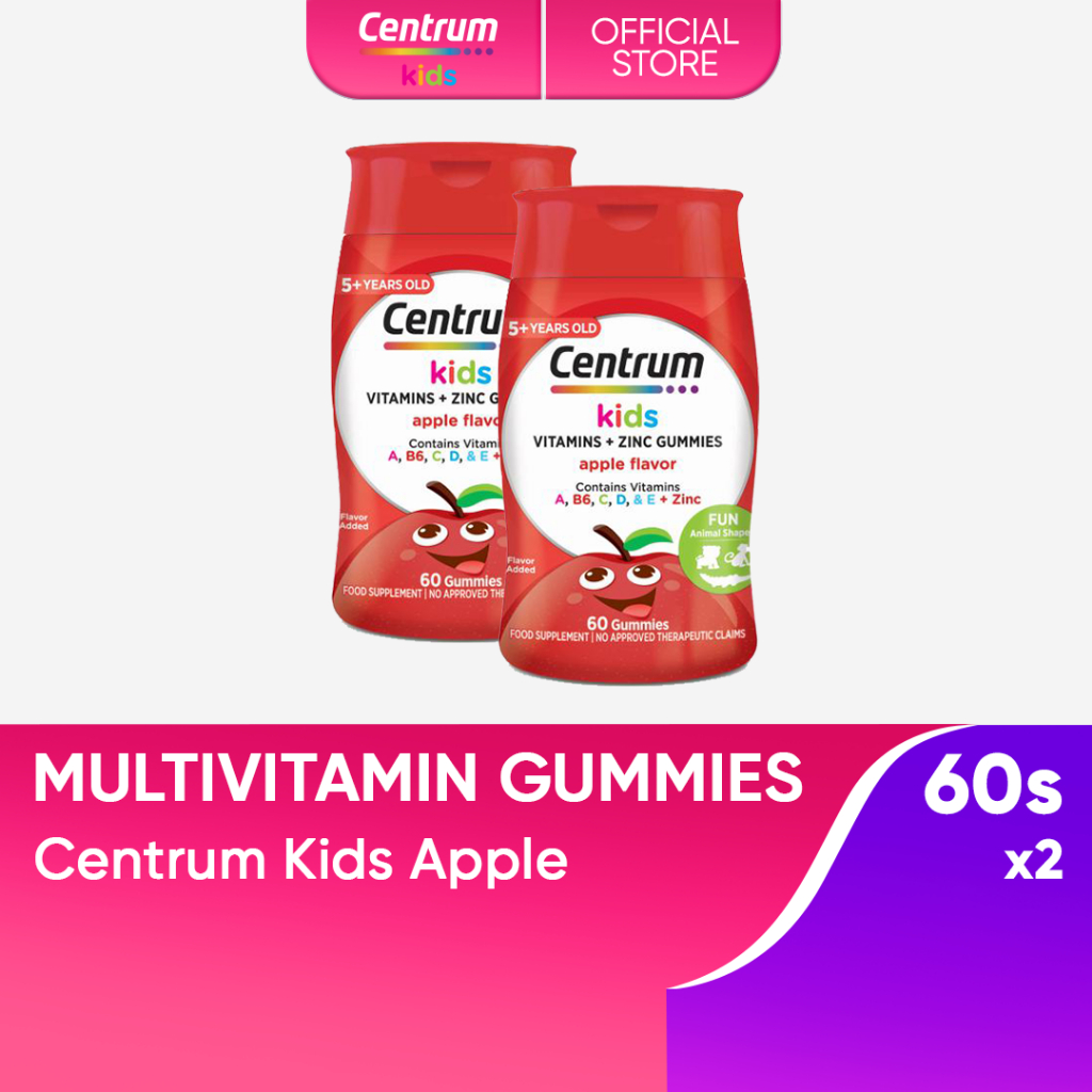 Centrum Kids Multivitamin Gummies Apple 60s (Pack of 2) | Shopee ...