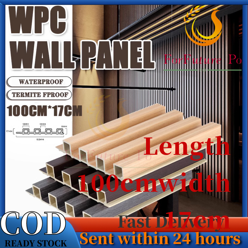 WPC Fluted Wall Panel Sticker Waterproof Grille Design Ecological Board ...
