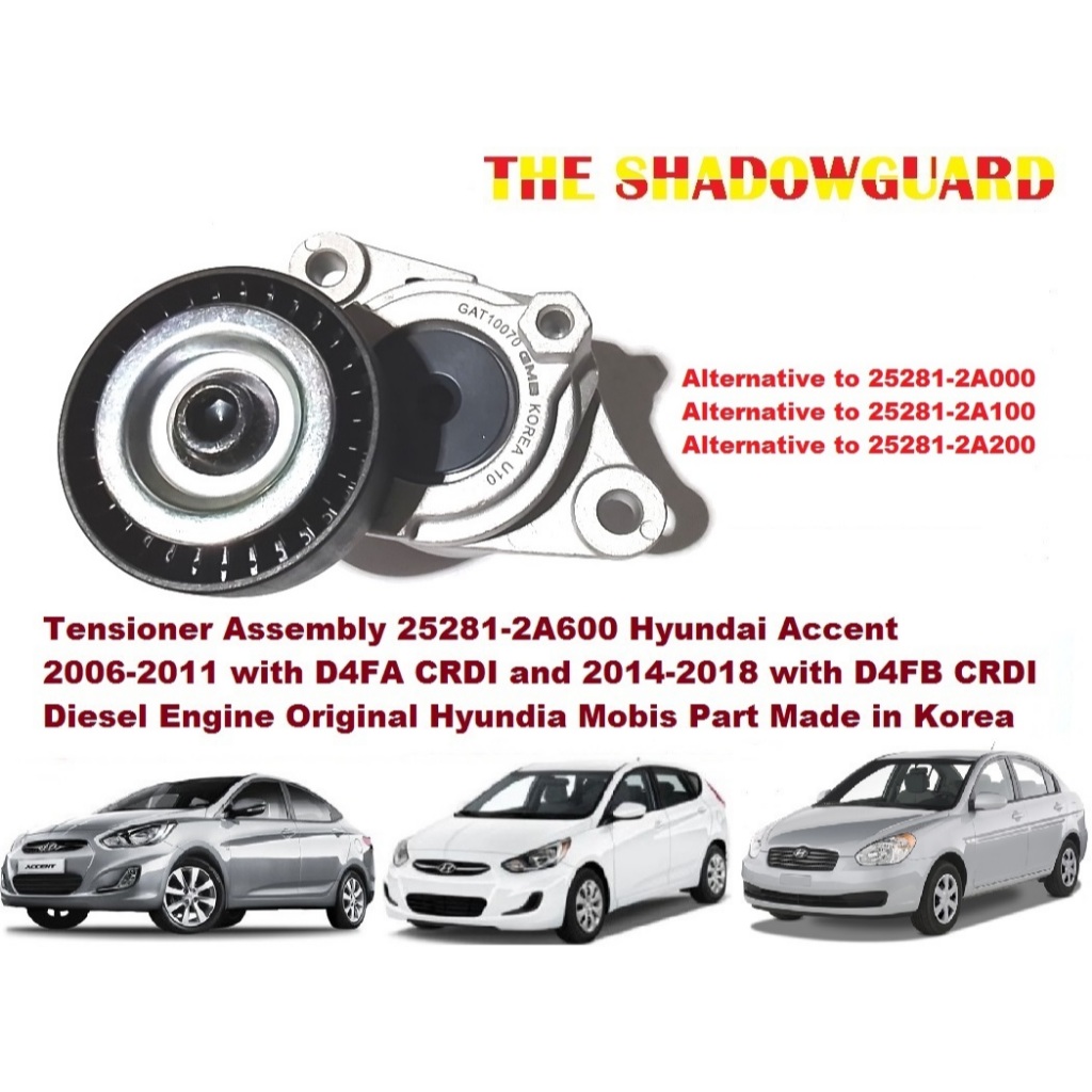 Tensioner Assembly 25281-2A600 Hyundai Accent 2007-2018 with D4FB D4FA ...