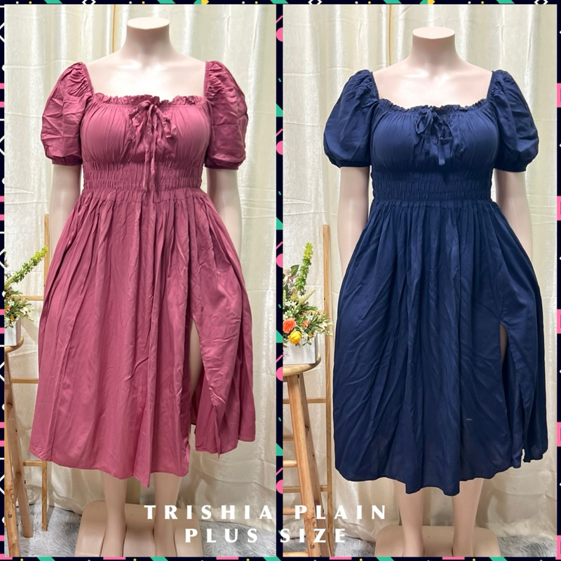 Trishia Dress with side slit for Plus size | Shopee Philippines