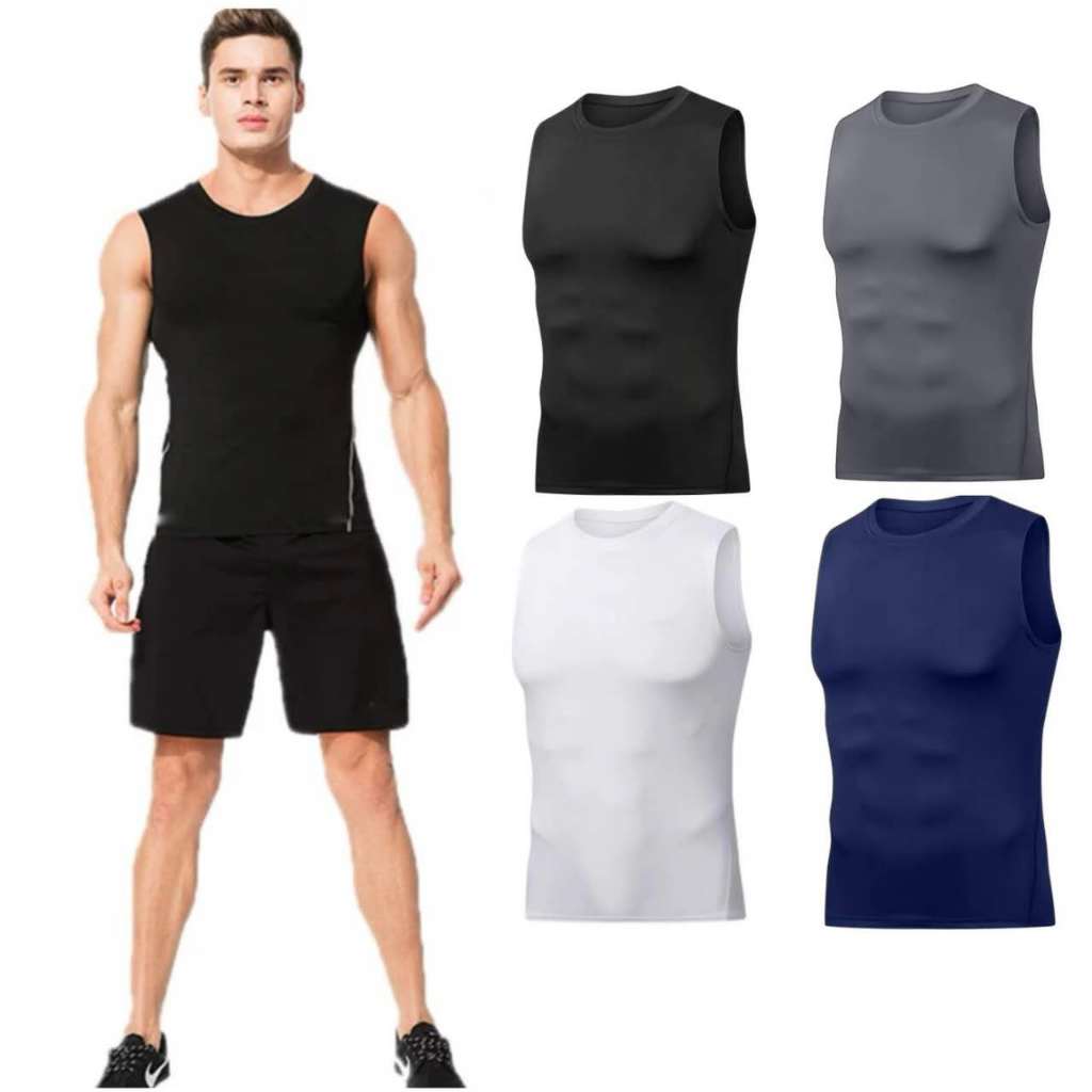 Men's Compression Fitness Vest Sando Sleeveless Shirt Leggings ...