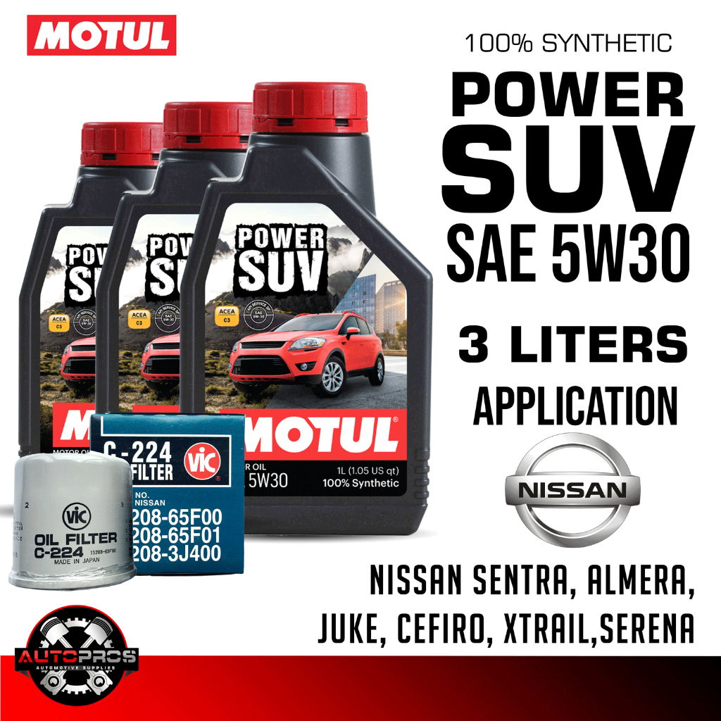 Motul POWER SUV 5W-30 Fully Synthetic Gasoline Oil 3 Liter Bundle For ...