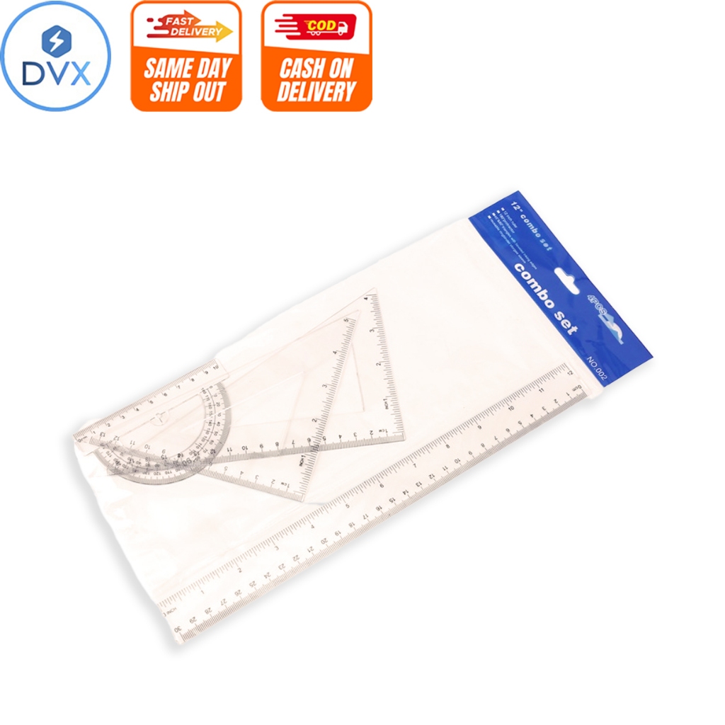 COD DVX Combo Ruler Set Plastic Protractors Clear / Transparent Color ...