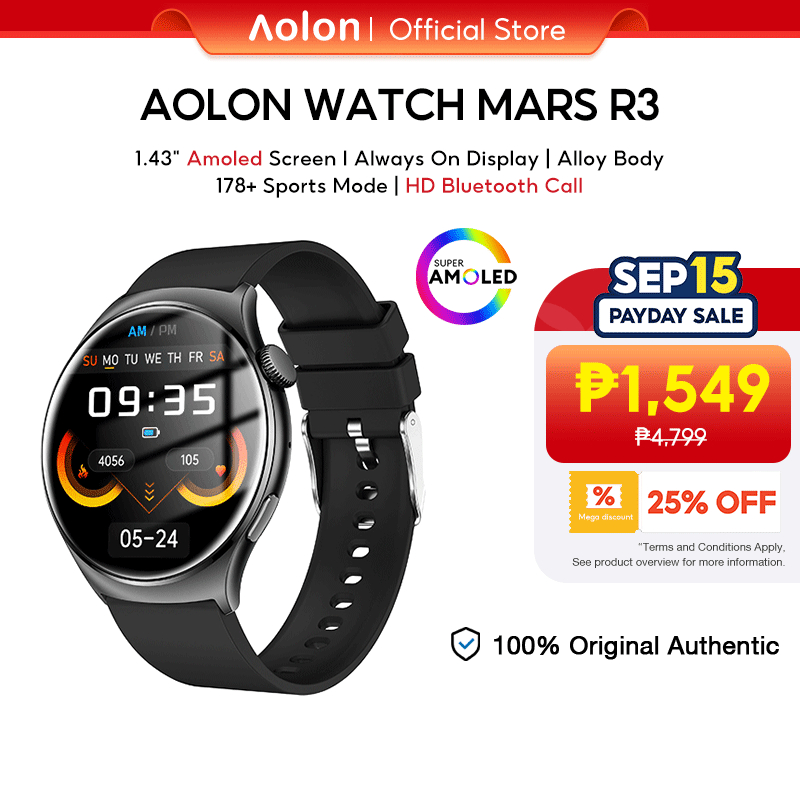 Aolon Mars R3 Smart Watch Original AMOLED Always On Display 200+ Watch ...