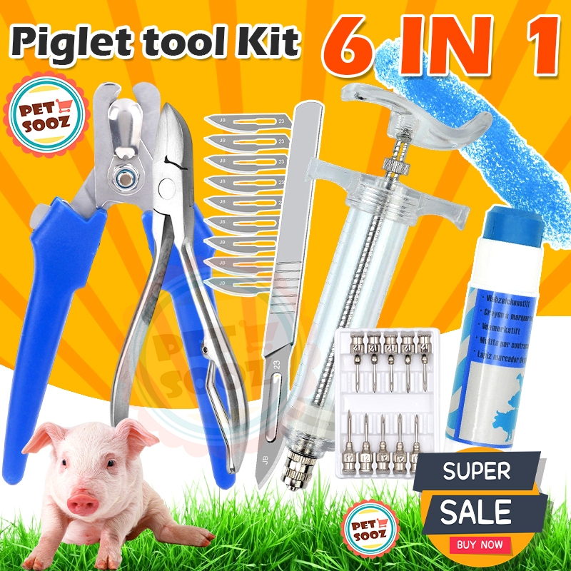 6 in 1 Piglet Tool Kit Piglet tail cutter Pig tooth cutter Marker ...