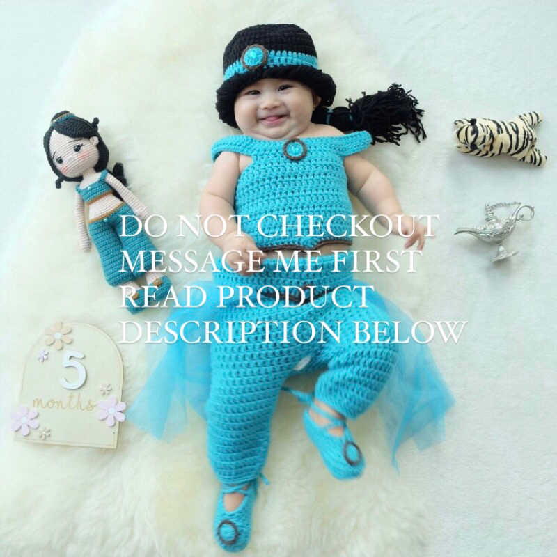 Crochet Jasmine Disney Princess baby milestone costume | Shopee Philippines