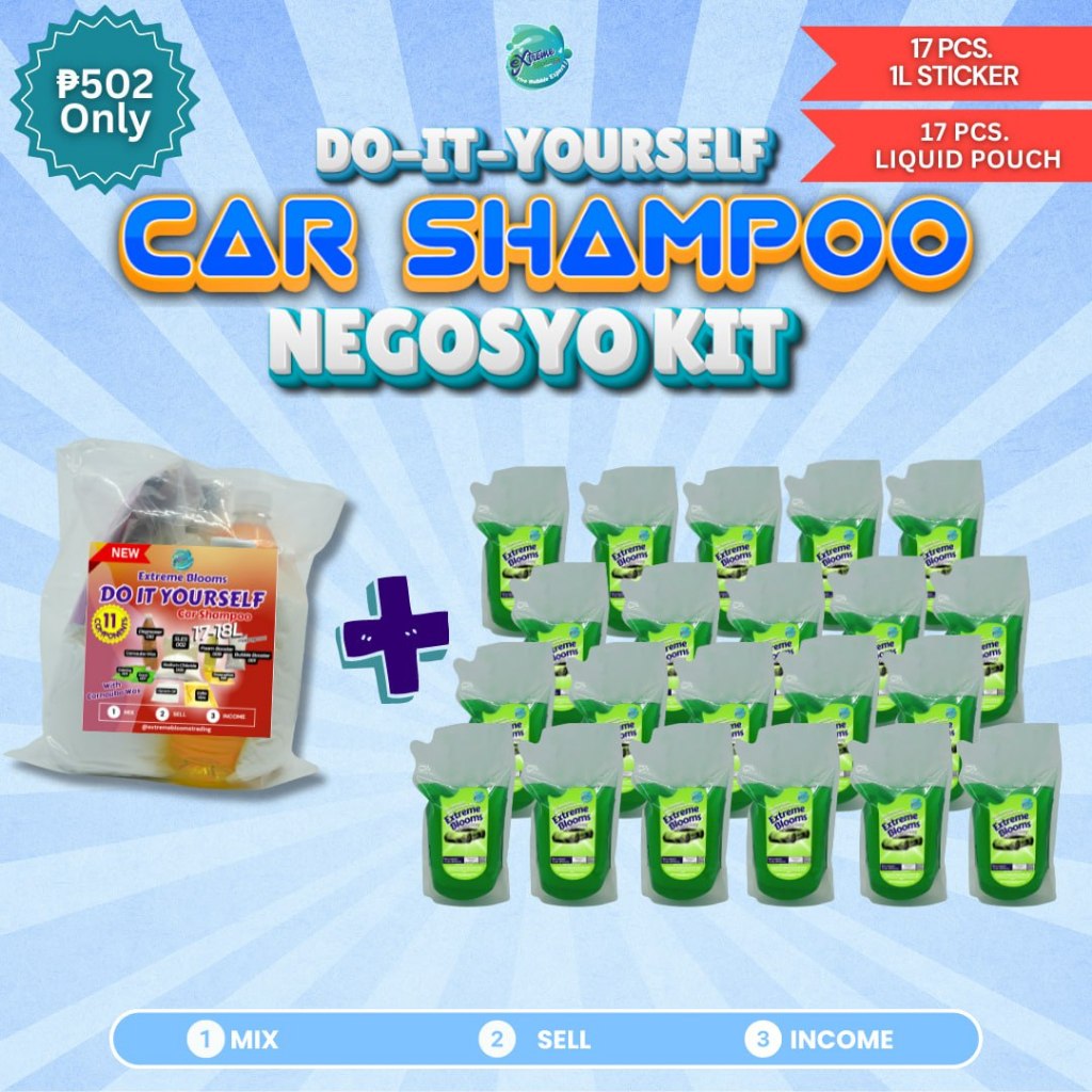 EXTREME BLOOMS - NEGOSYO KIT Car Shampoo 17-18 liters yield (STAND UP ...