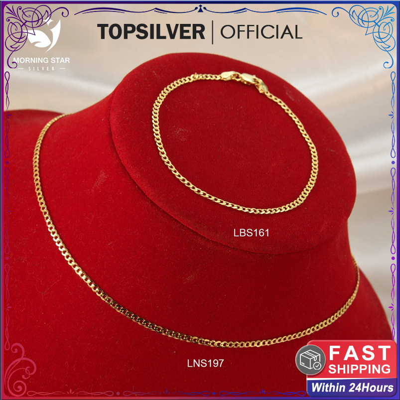 TOP SILVER Ladies Chain & bracelet Original 925 Italy Silver 18k Gold ...