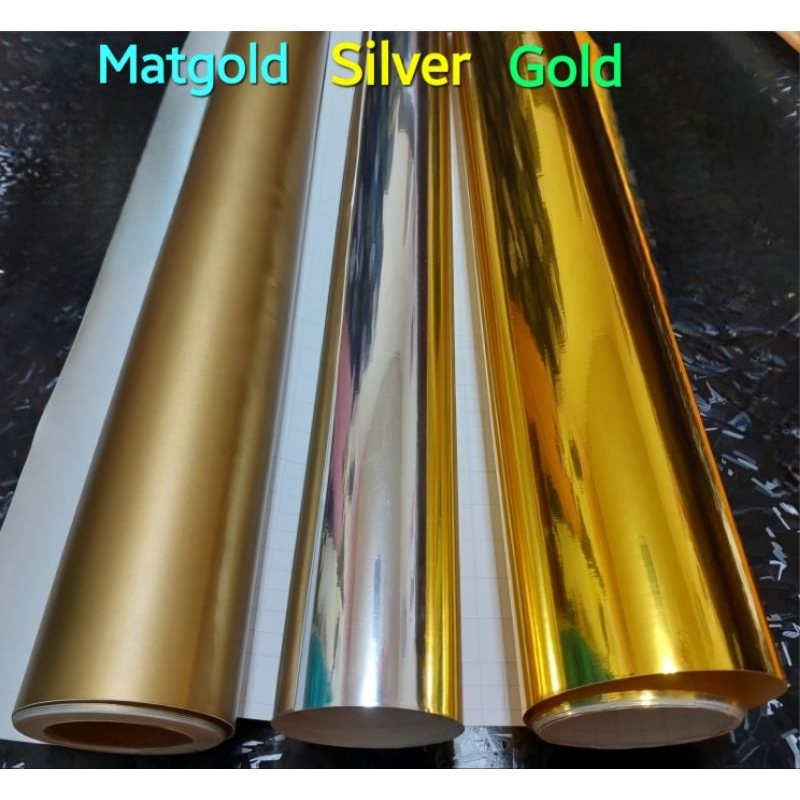Glossy Chrome Mirror Gold/Silver/Matte Backtoback color Vinyl Wrap roll ...