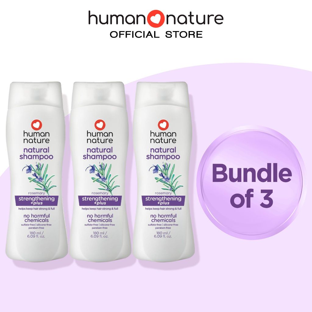 Human Nature Strengthening +PLUS Shampoo with Rosemary BUNDLE OF 3 ...