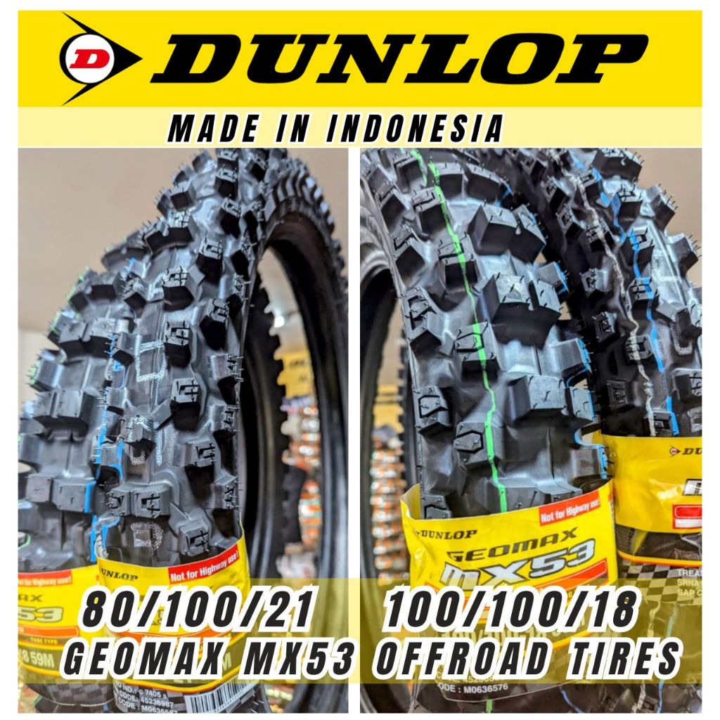 DUNLOP 80/100-21 100/100-18 110/100-18 GEOMAX MX53 MX33 OFFROAD ...