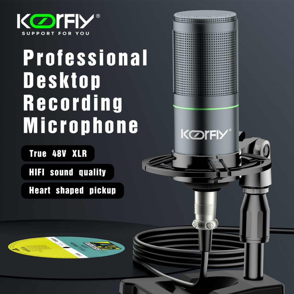 KOORFLY 48V XLR Condenser Microphone ZX320 Professional Cardioid Studio ...