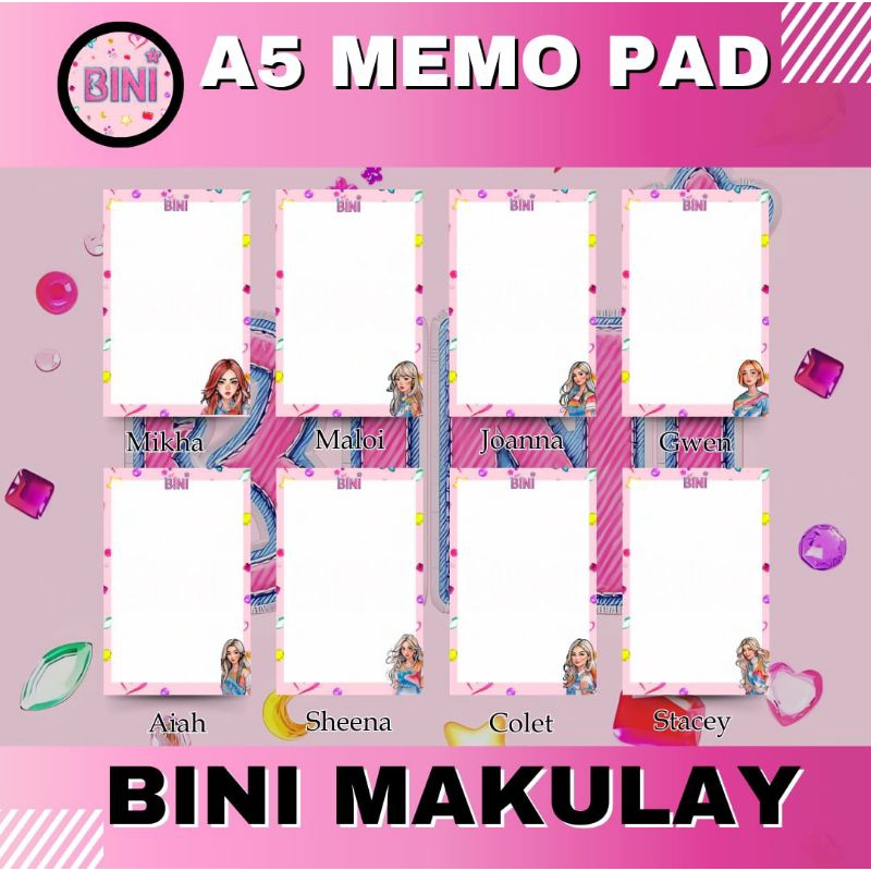 BINI NOTEPAD / BINI MEMOPAD / BINI INSPIRED NOTES | Shopee Philippines