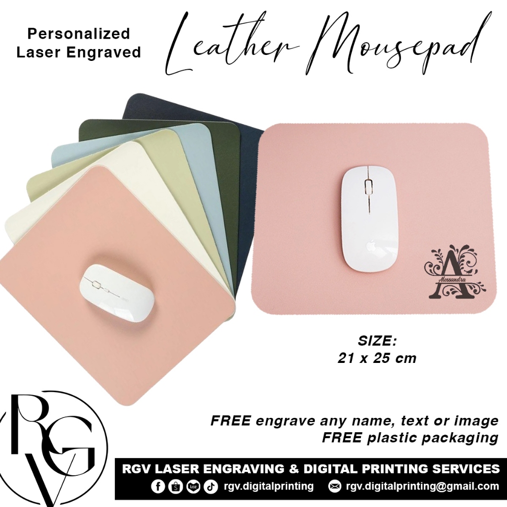 Laser Engraved Long Leather Mouse Pad Personalized - rgv ...