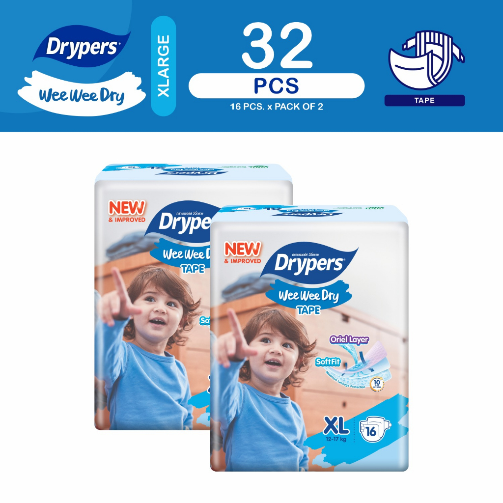 Drypers Wee Wee Dry Diaper XL 16 Pack Of 2 | Shopee Philippines