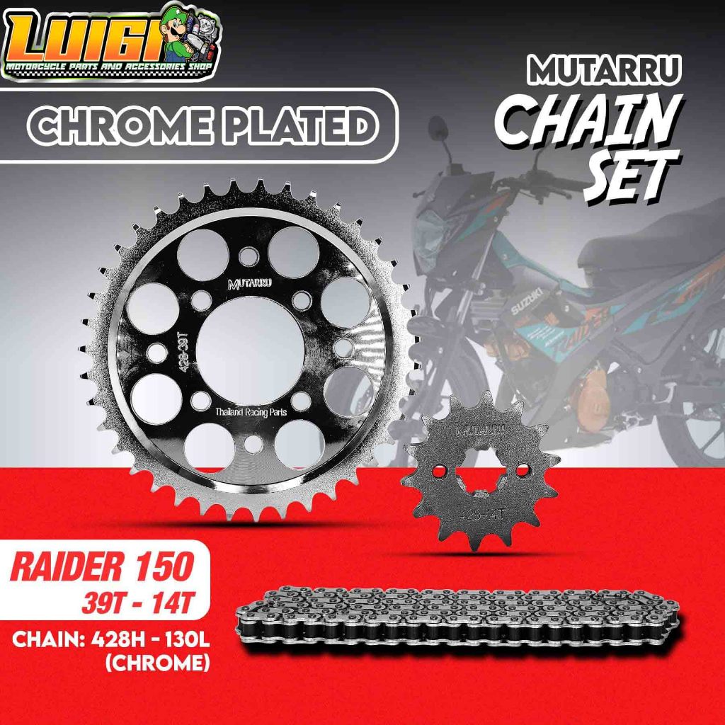 SUZUKI RAIDER 150 CARB / RAIDER 150 FI CHAIN SET HEAVY DUTY SILVER ...