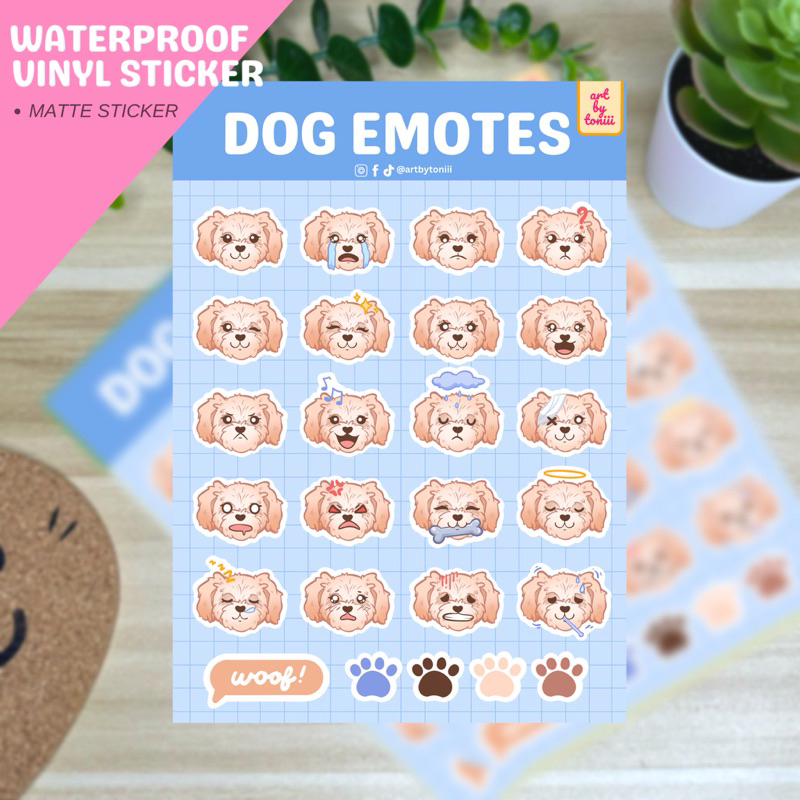 DOG EMOTES STATIONERY STICKER SHEET | vinyl matte sticker | artbytoniii ...